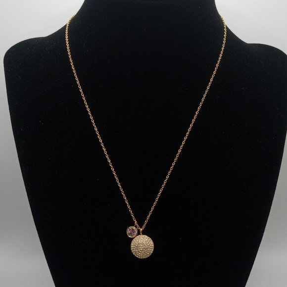 Michael Kors | Jewelry | Michael Kors Gold Tone Pave Disk Pendant ...